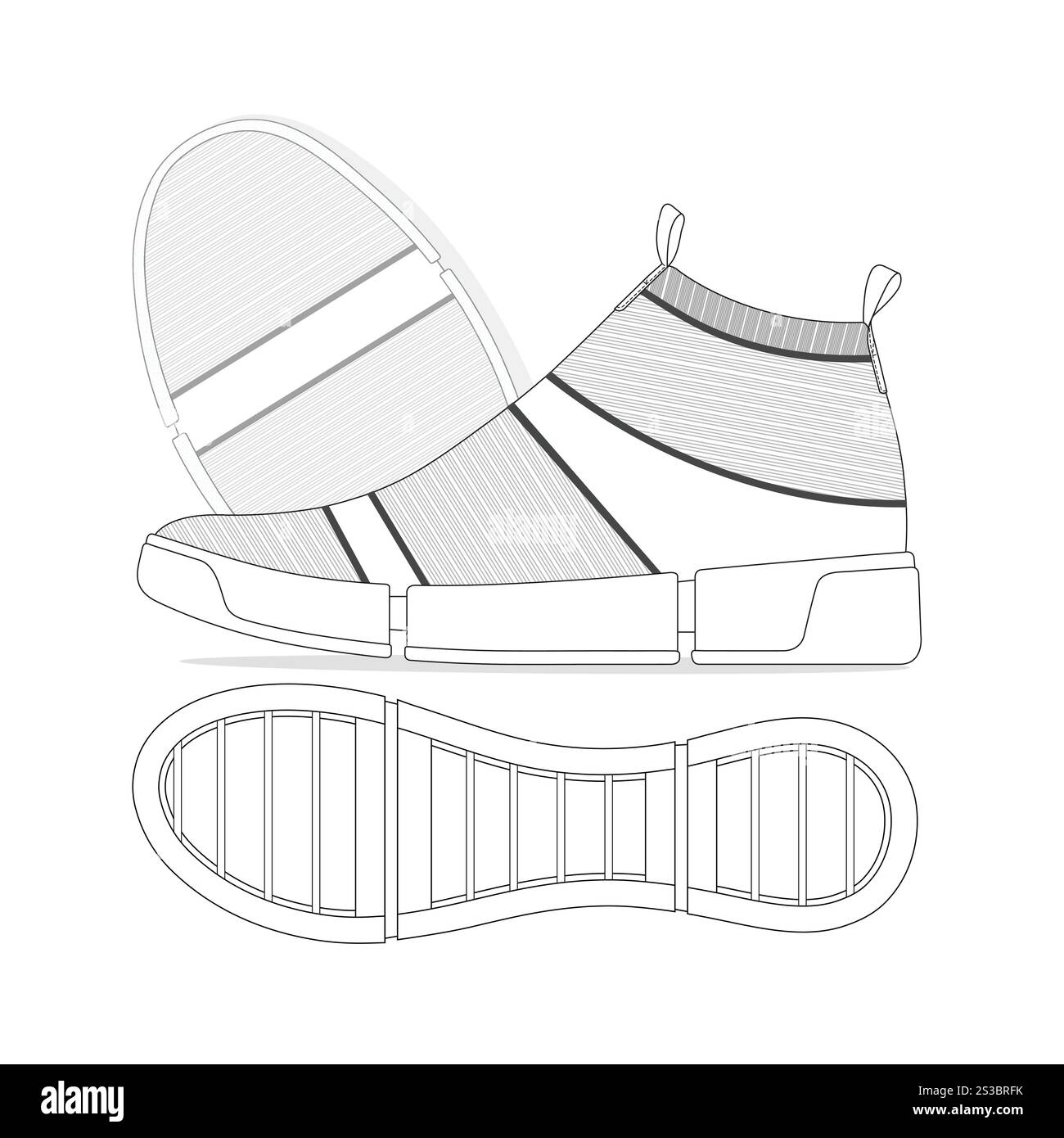 Ladies sneakers flat sketch vector mockup template technical ... Ladies sneakers flat sketch vector mockup template technical ...