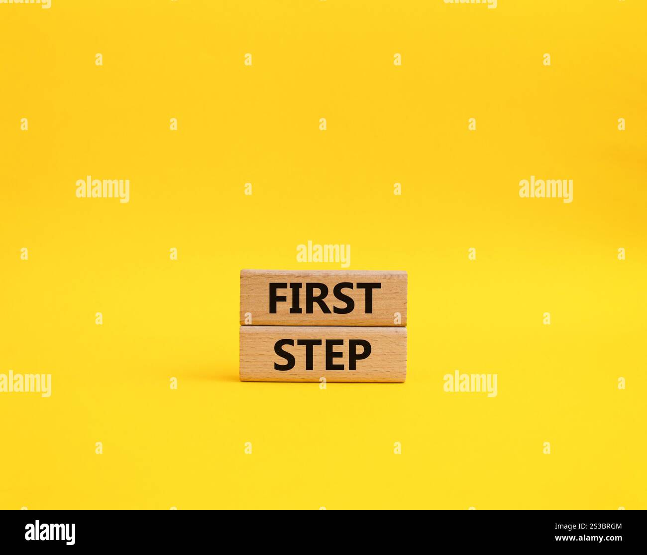 First step symbol. Wooden blocks with words 'First step'. Beautiful ...