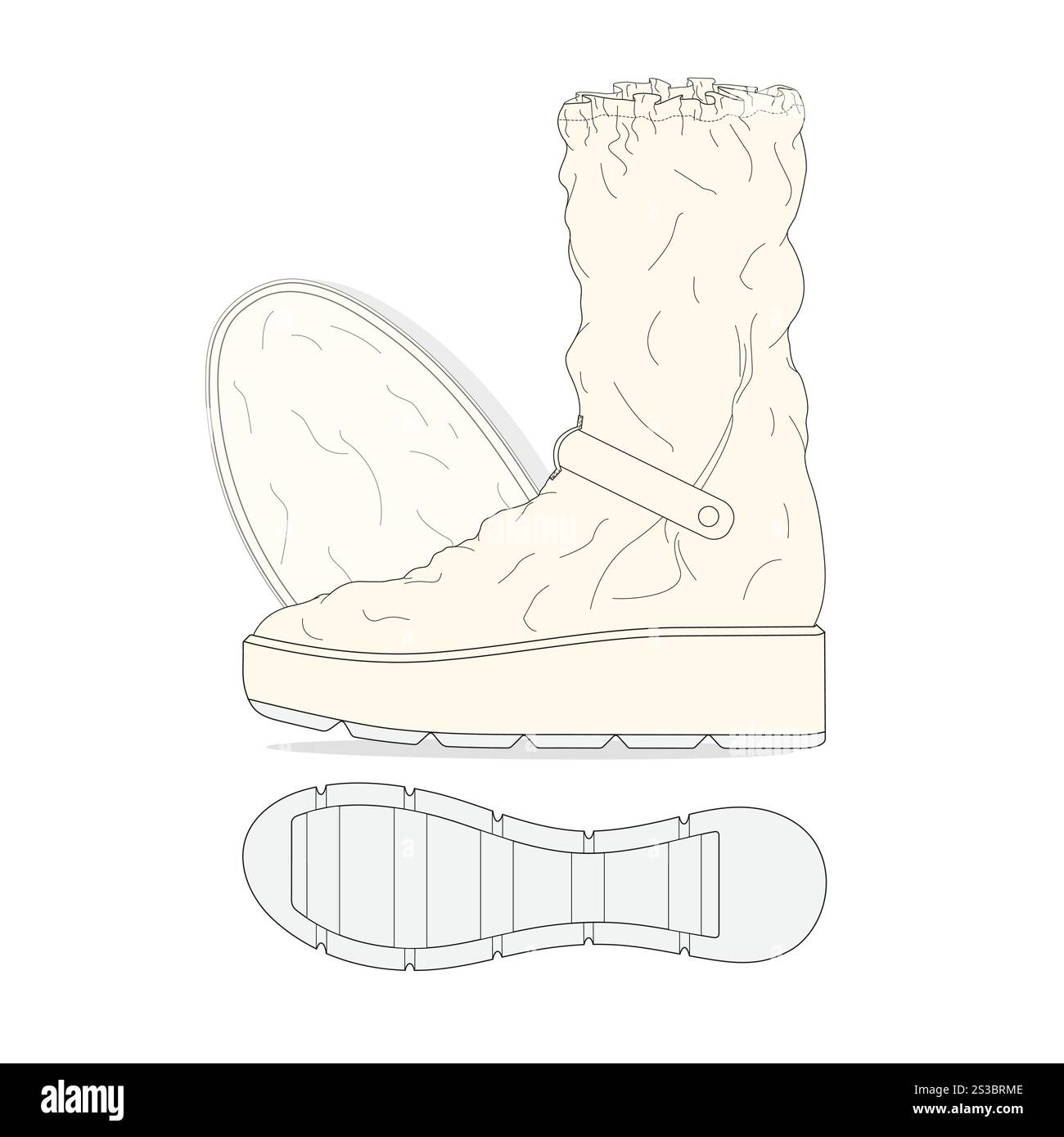 Water boots technical flat drawing vector mockup illustration Stock ...