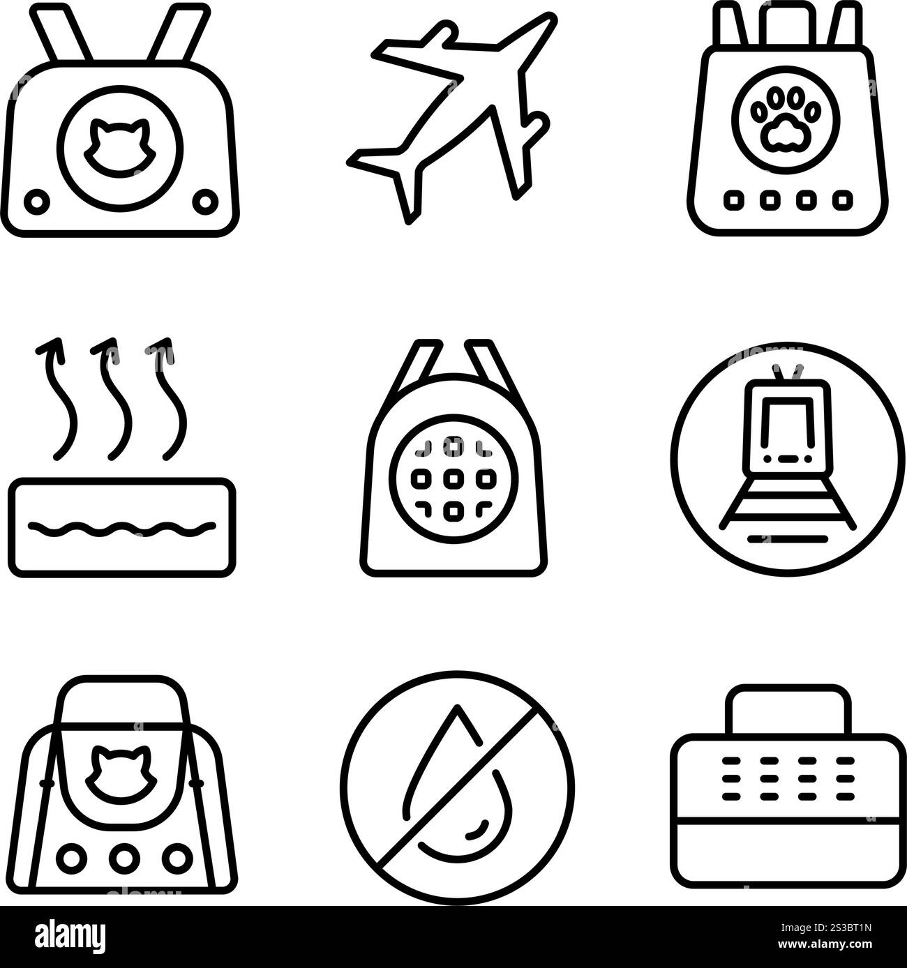 Pet Carrier Outline Symbol Collection. Pet Accessories Icon for Dogs ...