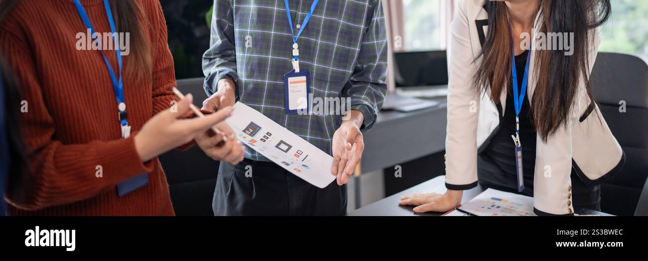 Asian business woman Brainstorm meeting pplication Designers mobile app interface Creative ...