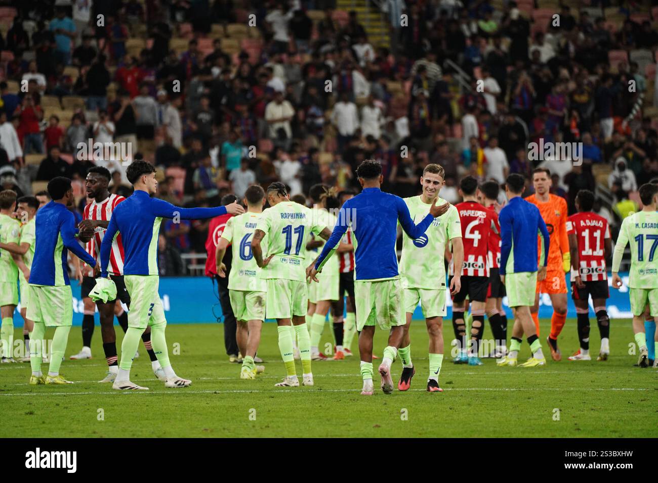 FC Barcelona's players greet the fans after the end of the Spanish ...