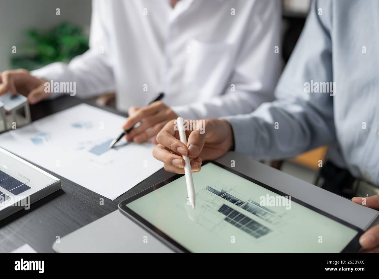 Solar panels green energy Business man working green eco friendly ...