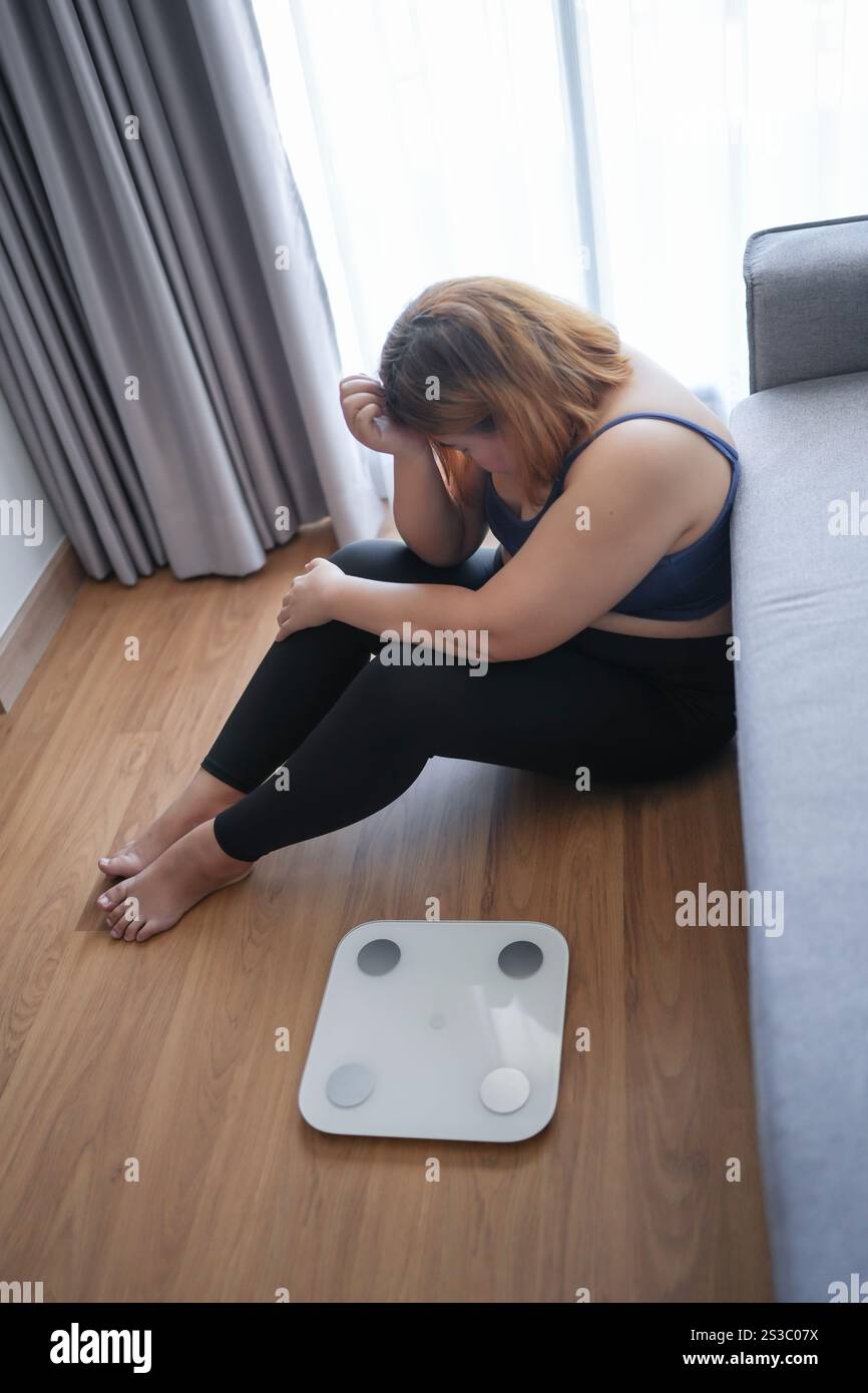 Sad fat woman with fat upset bored of dieting Weight loss fail Fat diet ...