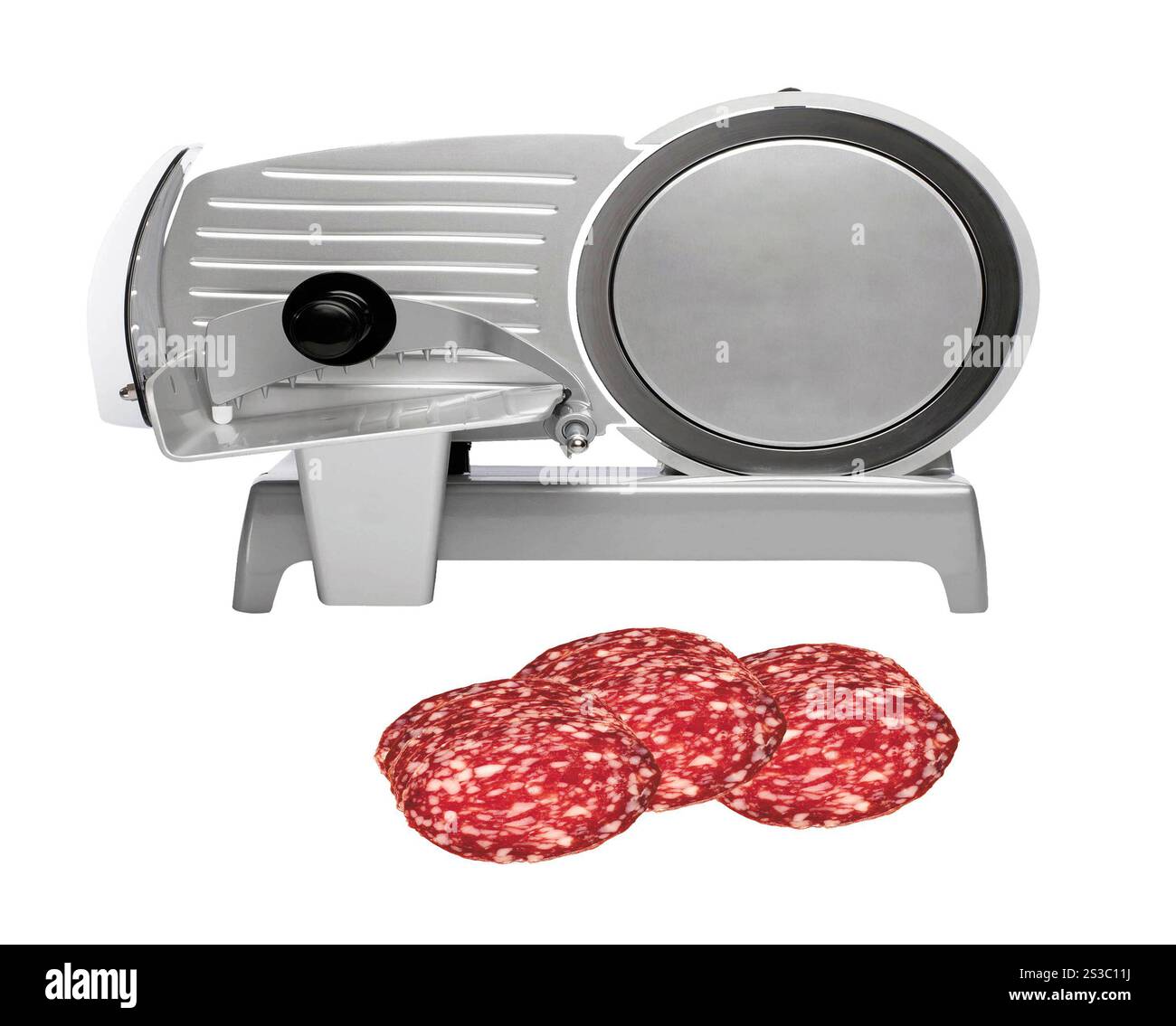 Industrial machine for cutting meats or sausages isolated Stock Photo ...