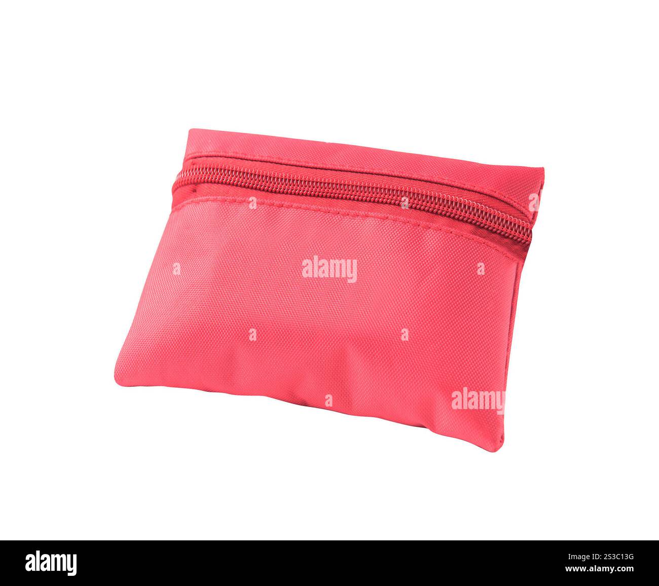 Red pencil-case isolated on a white. Green pencil-case isolated on a ...