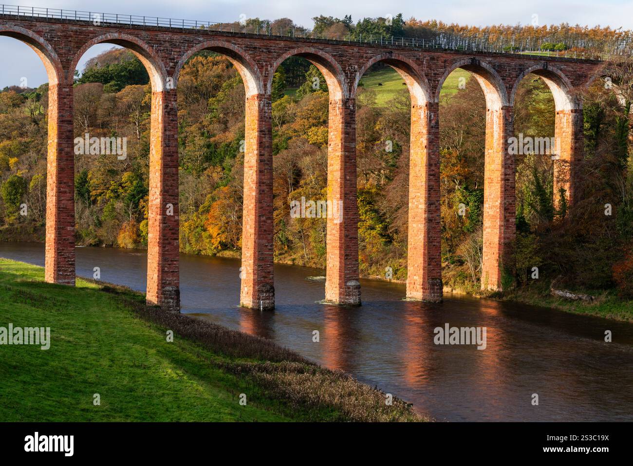 The Victorian Leaderfoot Viaduct over the Riover Tweed in the Scottish ...