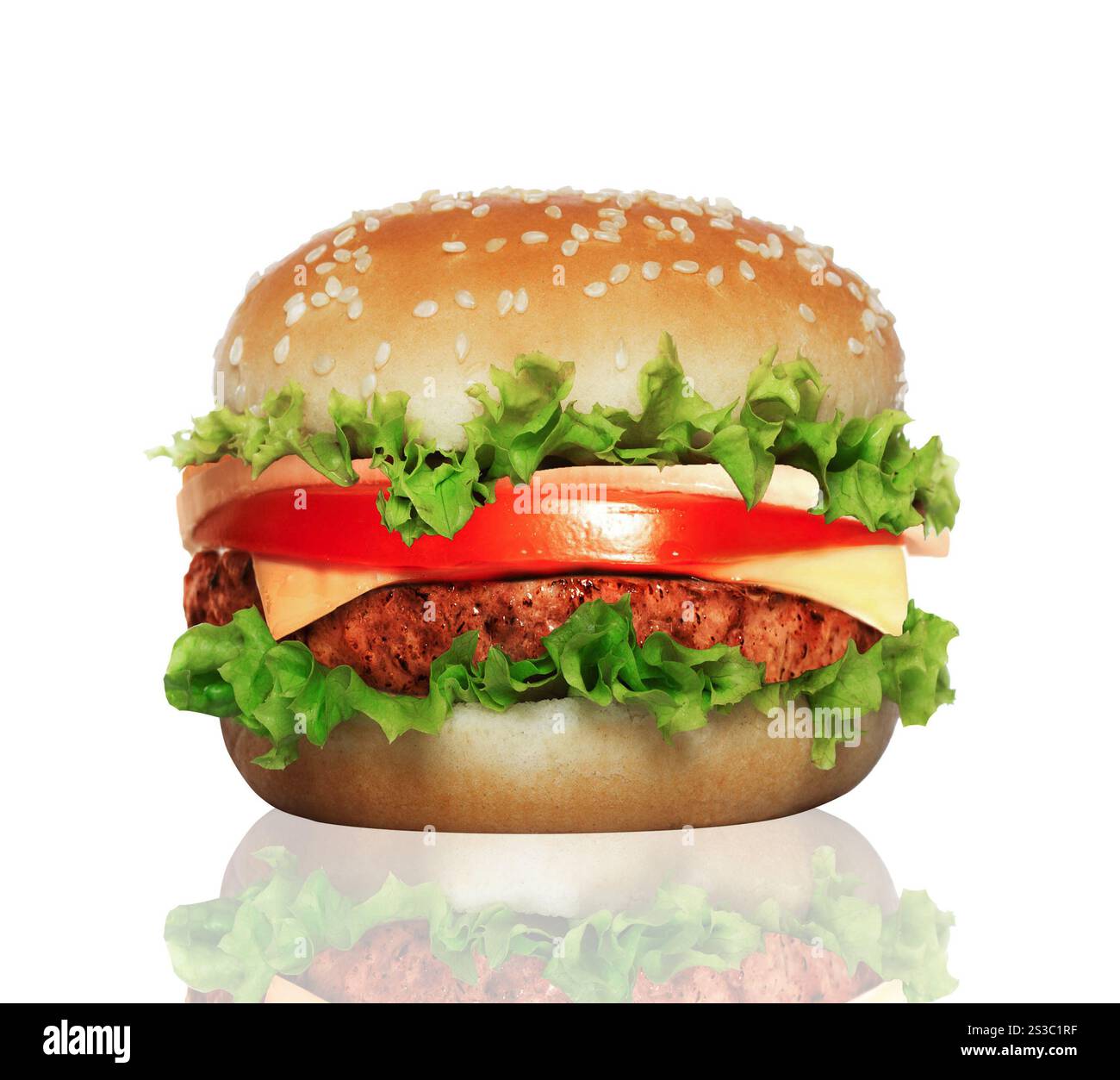 burger with beef patty isolated on white background. burger with beef ...