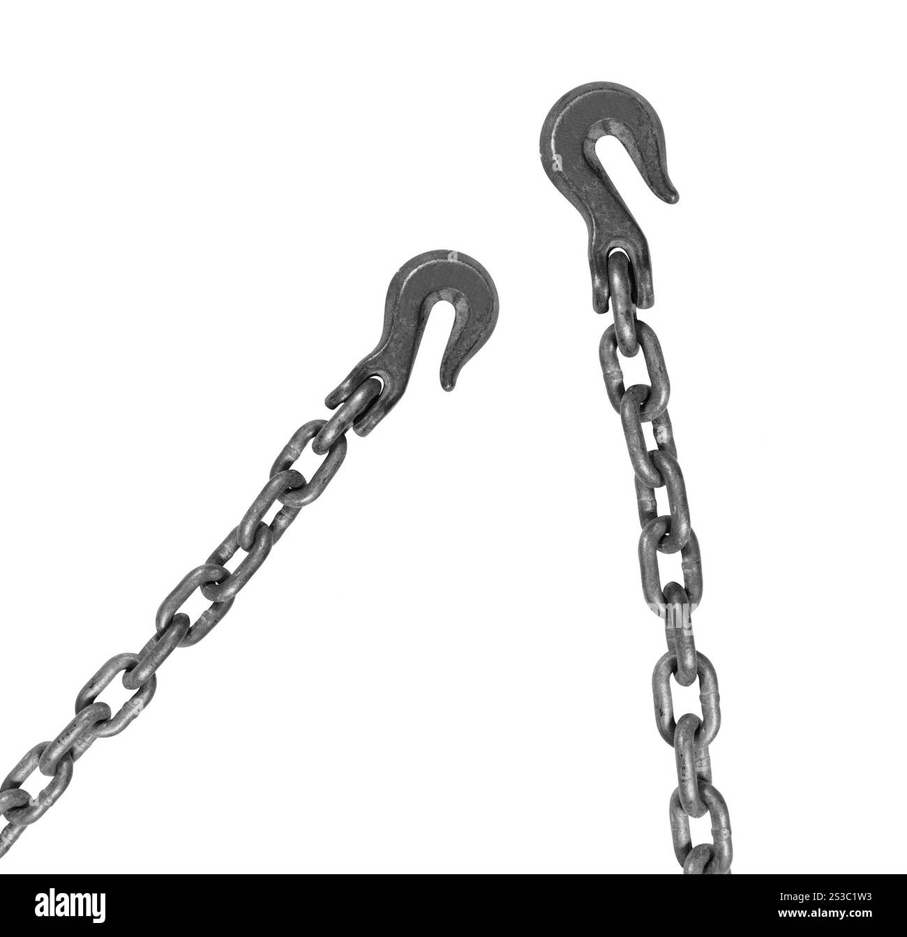 Metal hook hanging on chain isolated on white background. Metal hook ...