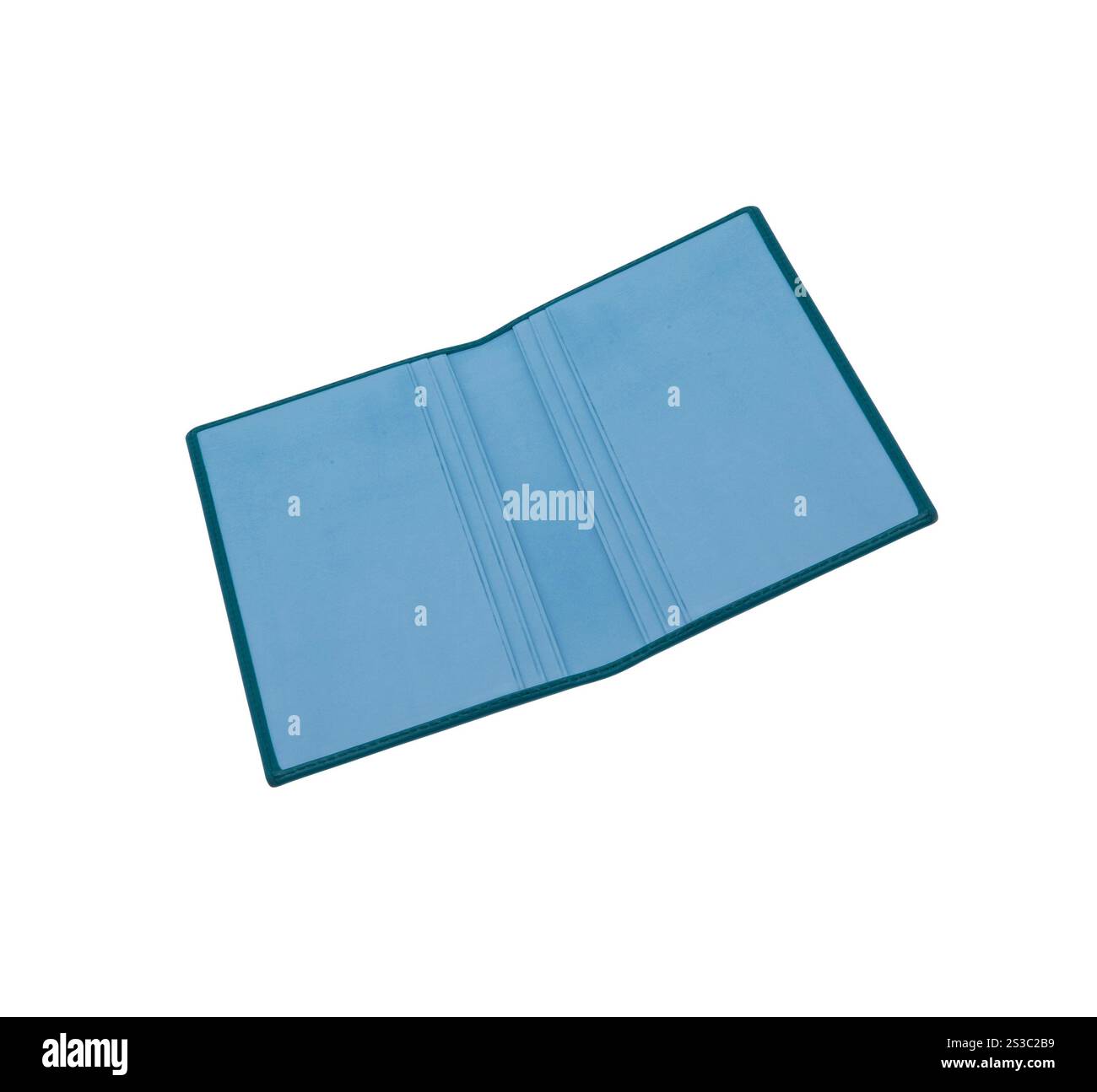 Open leather folder with blank page isolated Stock Photo - Alamy