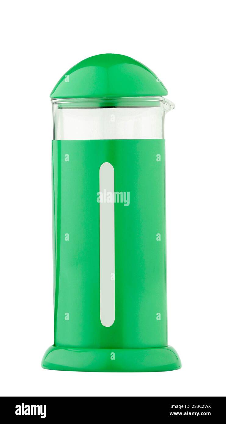 Empty french press on white background Stock Photo - Alamy
