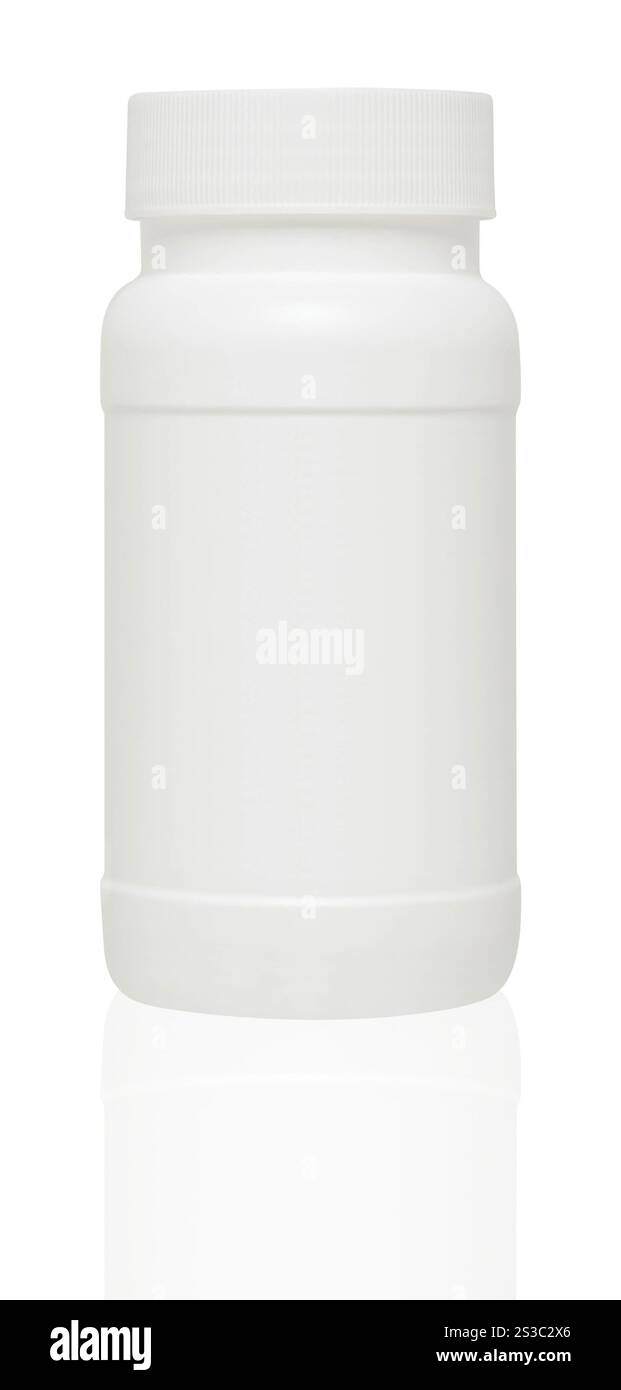 White medical container on white background. White medical container ...