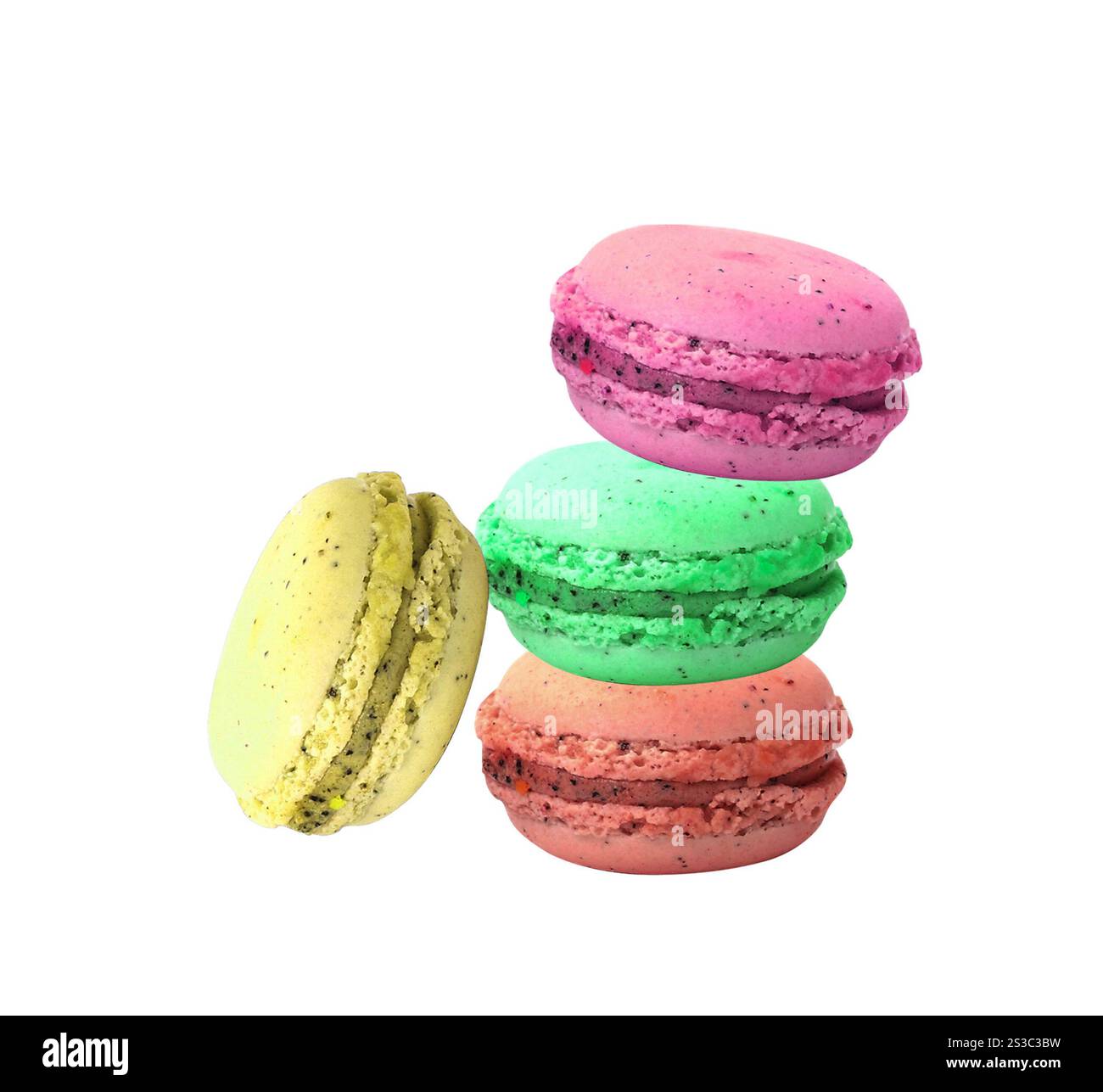 sweet delicacy, macaroons variety isolated on white background. sweet ...