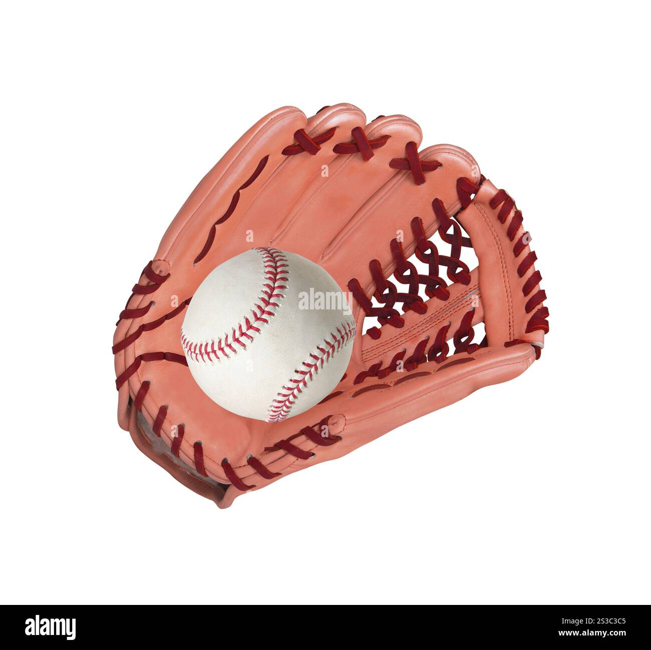 baseball inside glove isolated on white background Stock Photo - Alamy