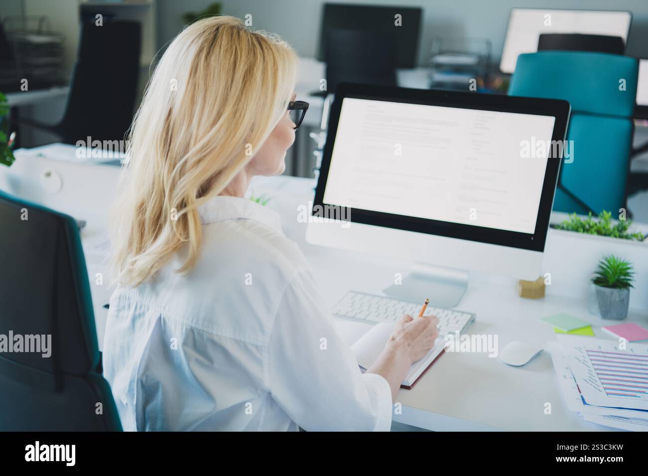 Photo of successful manager business analytic blonde lady wearing ...