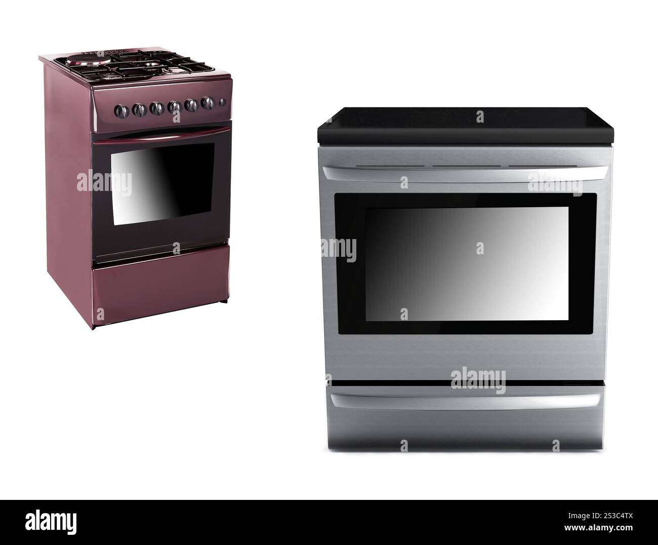 gas-stove with electrical cooker isolated on white. gas-stove with ...
