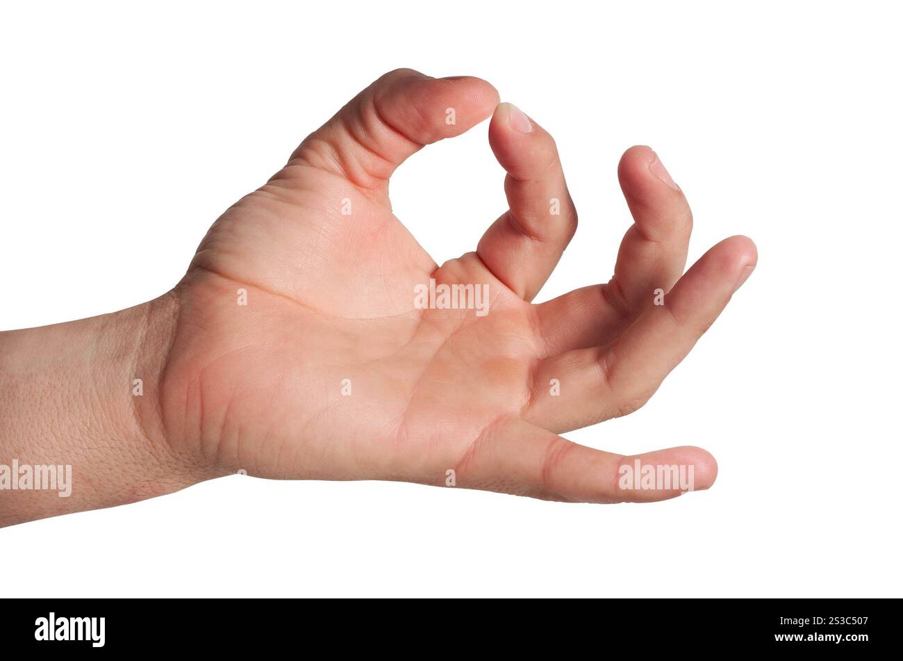 white hand showing ok sign isolated on white background. Isolated white ...