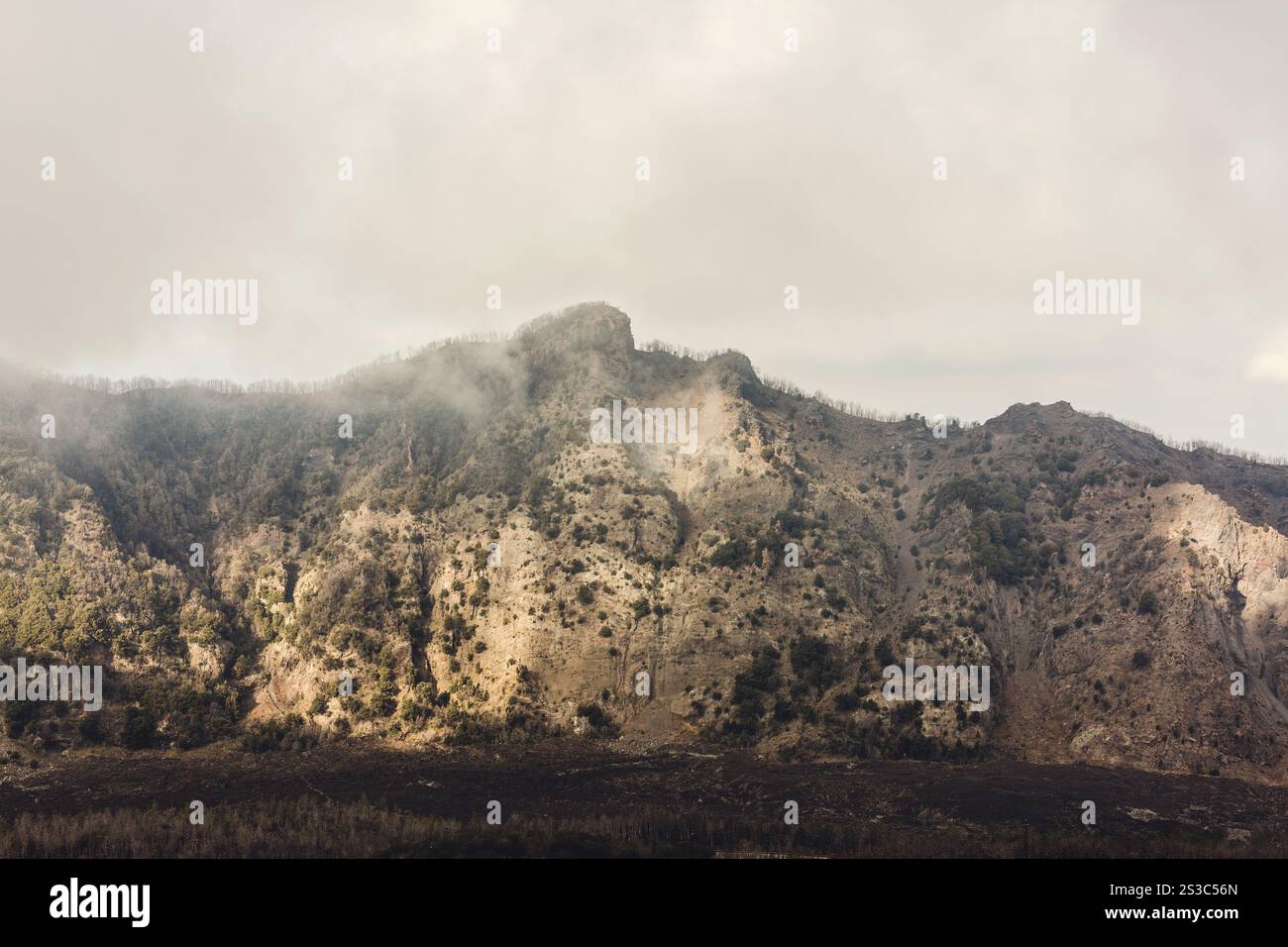 Mountains in fog, Mount Vesuvius volcano, Italy Stock Photo - Alamy