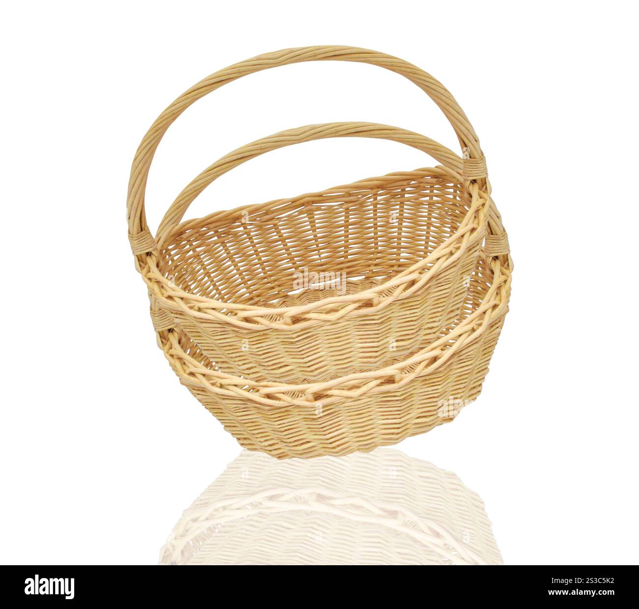 vintage weave wicker basket isolated on white background. vintage weave ...