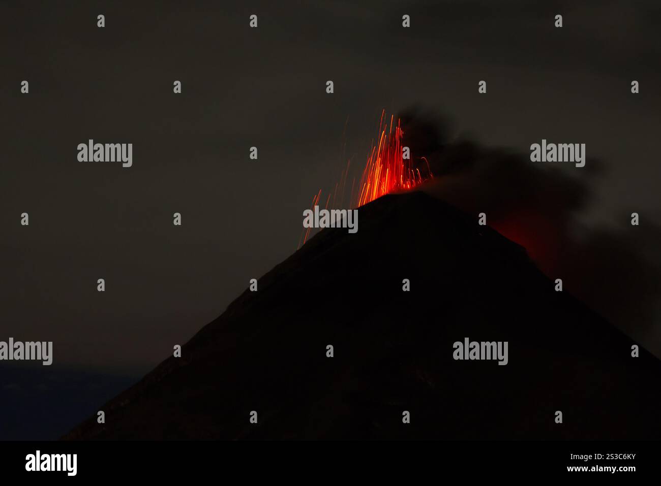 Fuego Volcano Eruption at Night, Antigua, Guatemala Stock Photo - Alamy