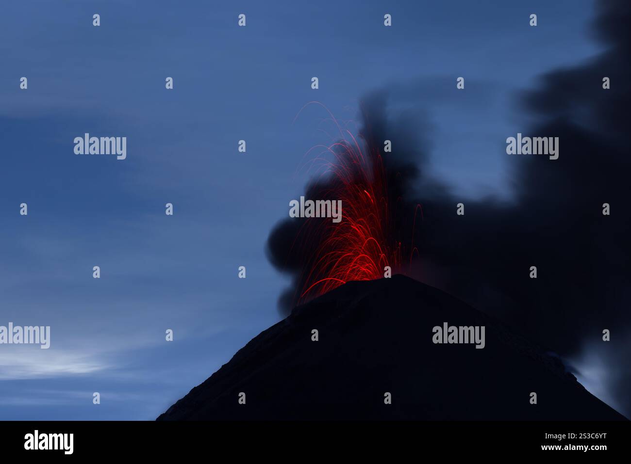 Fuego Volcano Eruption at Night, Antigua, Guatemala Stock Photo - Alamy