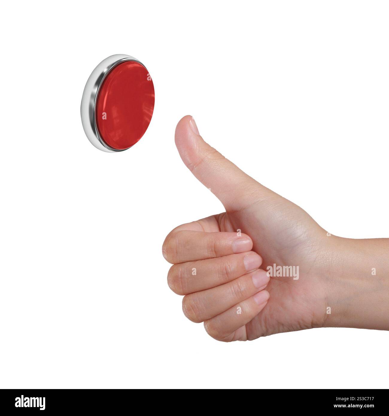 Pressing red button isolated on white background. Pressing green button ...
