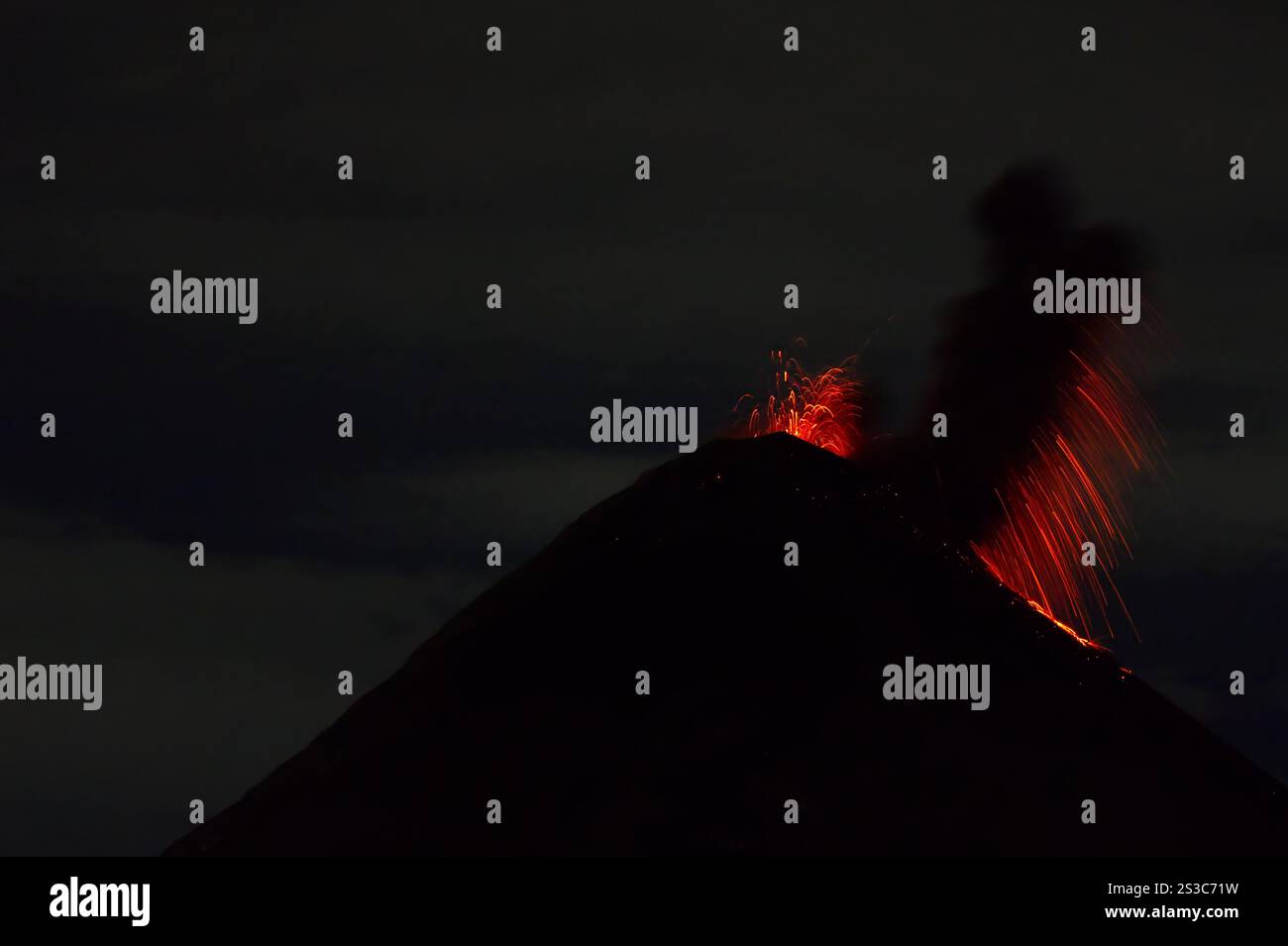 Fuego Volcano Eruption at Night, Antigua, Guatemala Stock Photo - Alamy