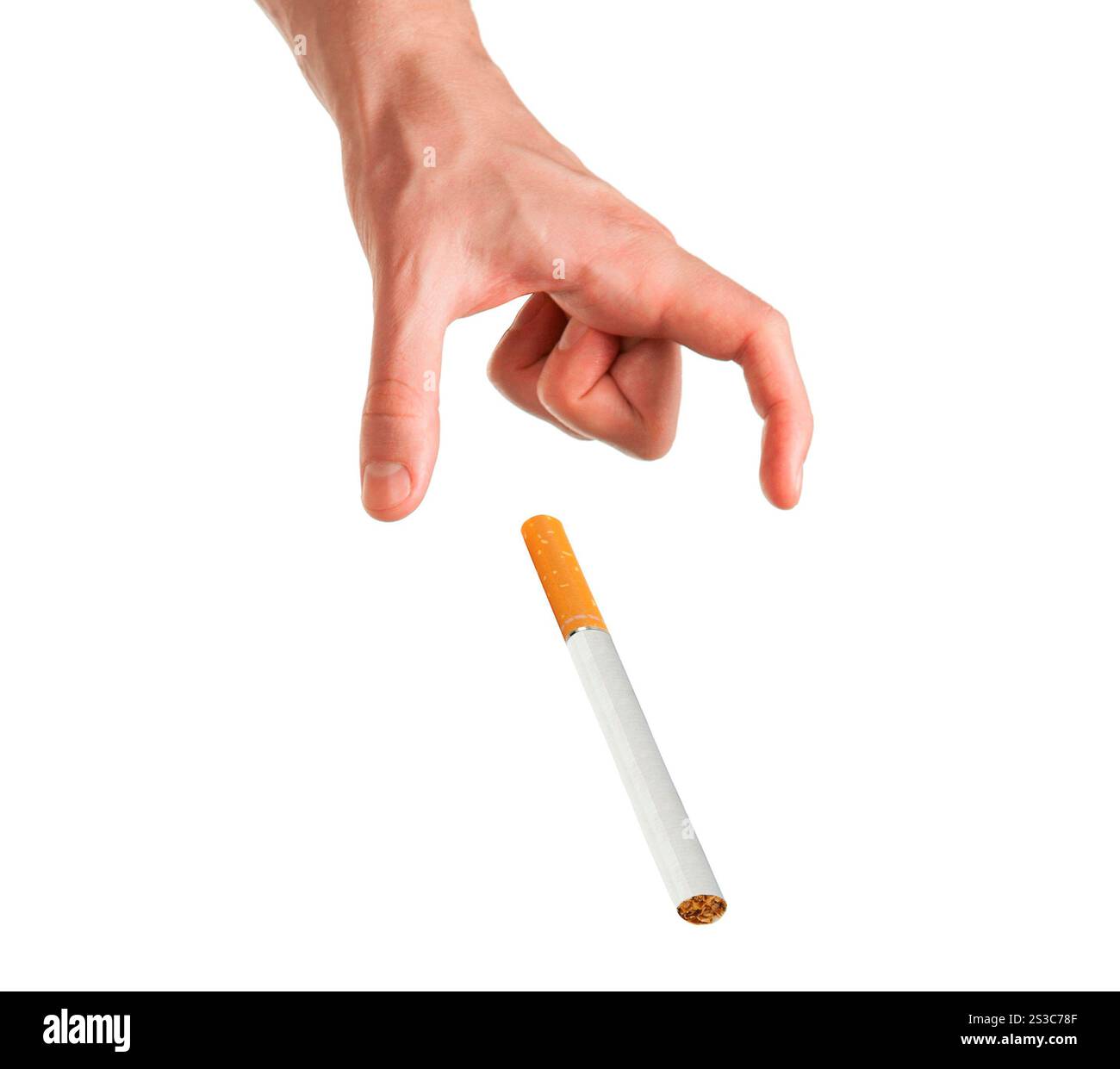 Hand and cigarette isolated on white background. Hand and cigarette ...