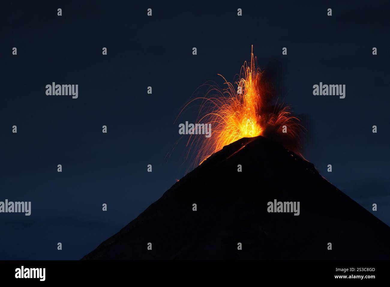Fuego Volcano Eruption at Night, Antigua, Guatemala Stock Photo - Alamy