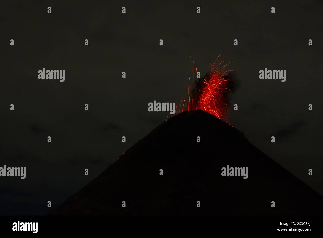 Fuego Volcano Eruption at Night, Antigua, Guatemala Stock Photo - Alamy