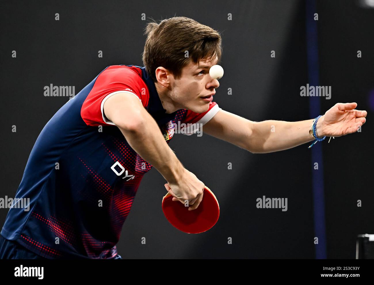 Doha, Qatar. 9th Jan, 2025. Tomas Polansky of the Czech Republic serves ...