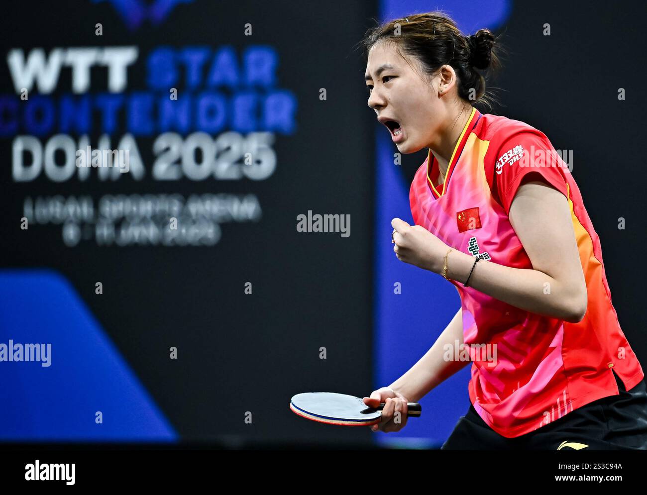 Doha, Qatar. 9th Jan, 2025. Chen Yi of China celebrates during the ...