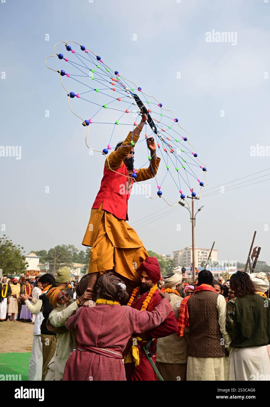 Sadhus showing their skill during "Shri Digambar Akhara" Peshwai ...