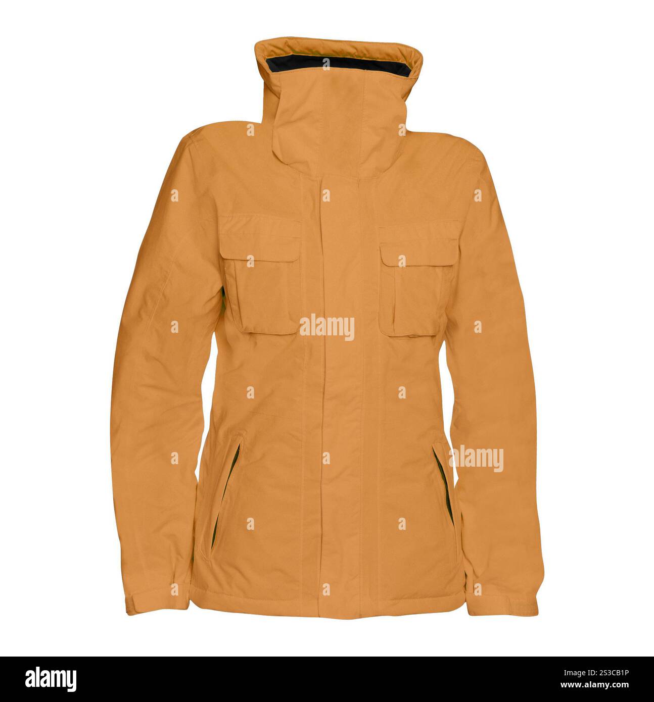 Yellow male winter jacket isolated on white background. Blue male ...
