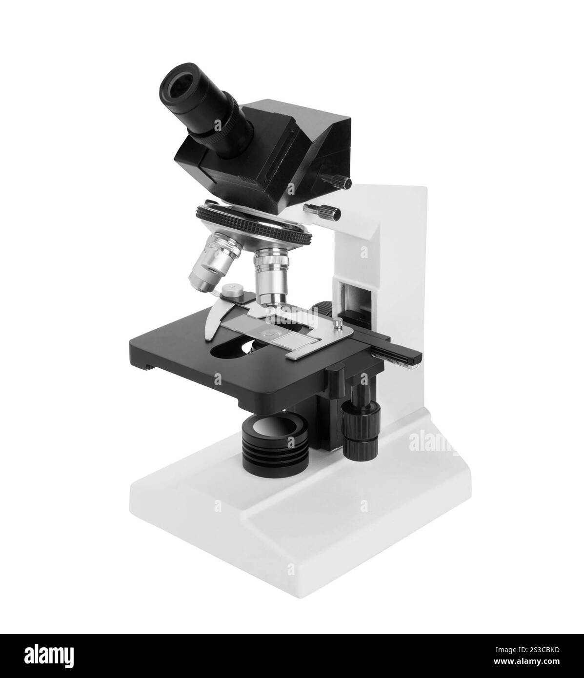 White microscope isolated on white background Stock Photo - Alamy