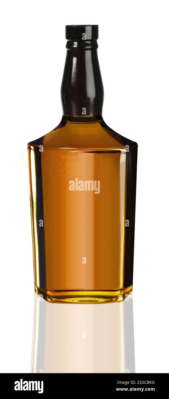 Full whiskey, cognac, brandy bottle isolated on white background Stock Photo - Alamy