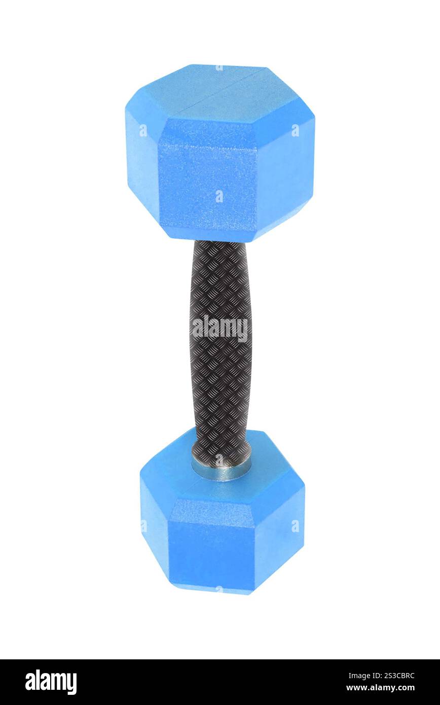 Blue Dumbbell isolated on white background. Purple Dumbbell isolated on ...