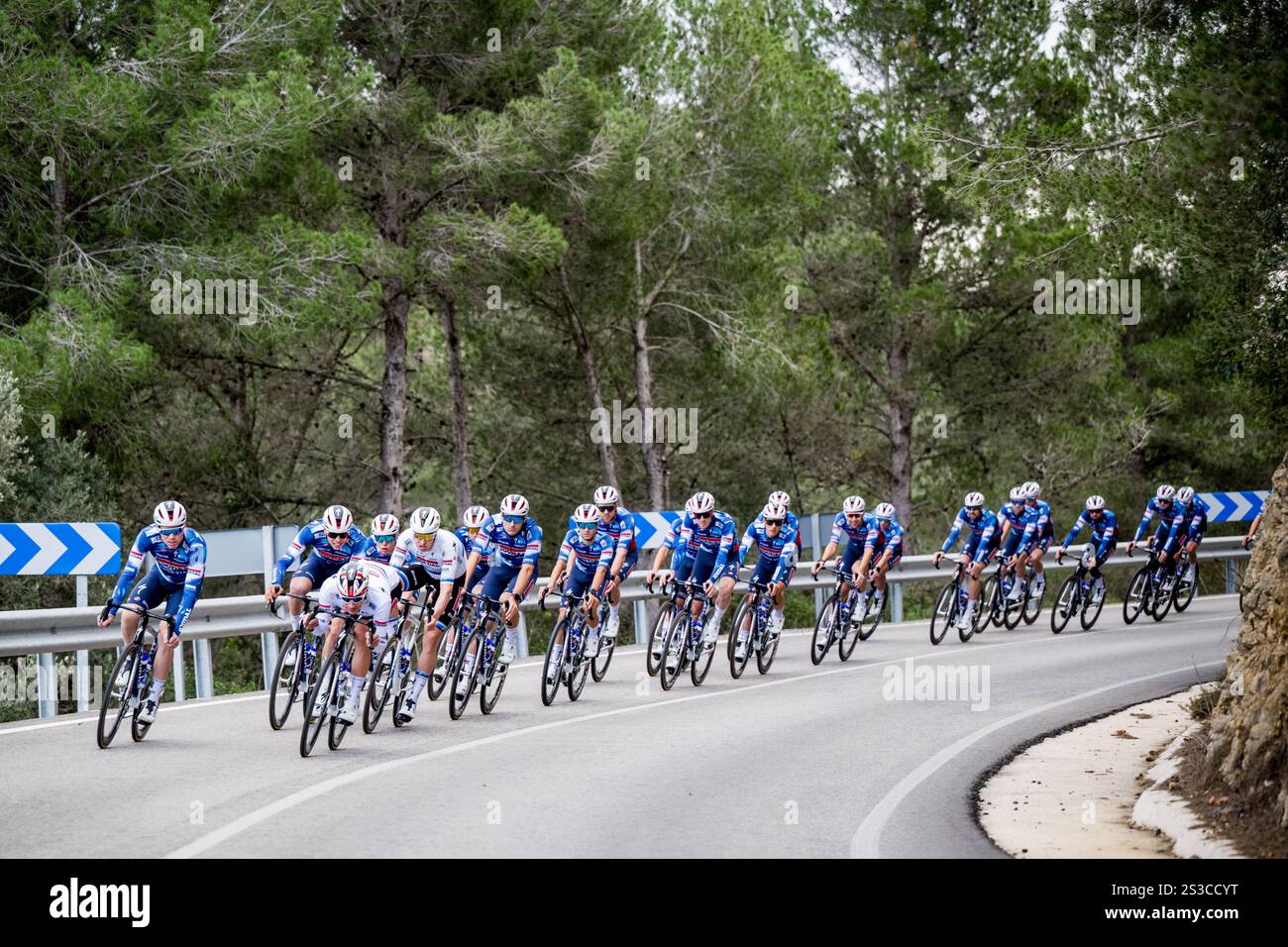 Calpe, Spain. 09th Jan, 2025. The pack of riders pictured in action ...