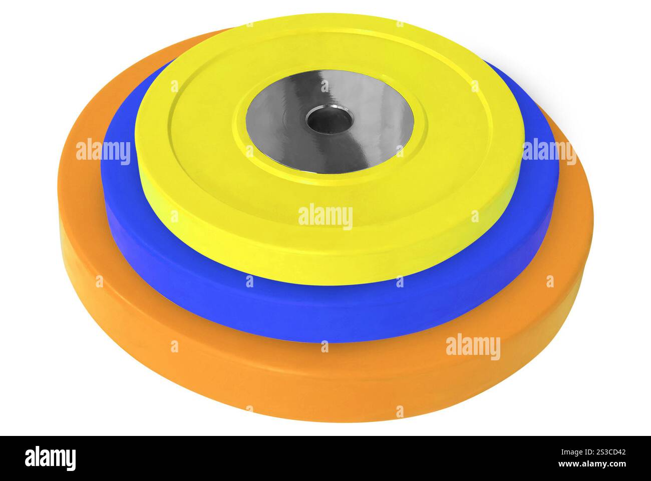 colored dumbbell weights isolated on white Stock Photo - Alamy