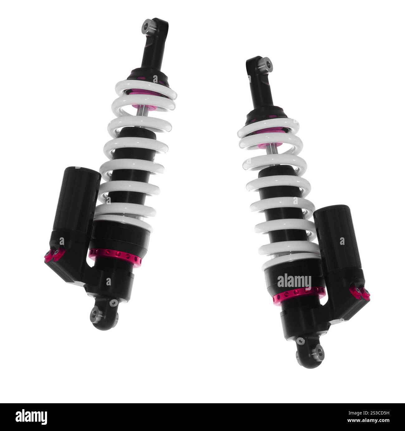 new shock absorber and spring isolated on white. new shock absorber and ...