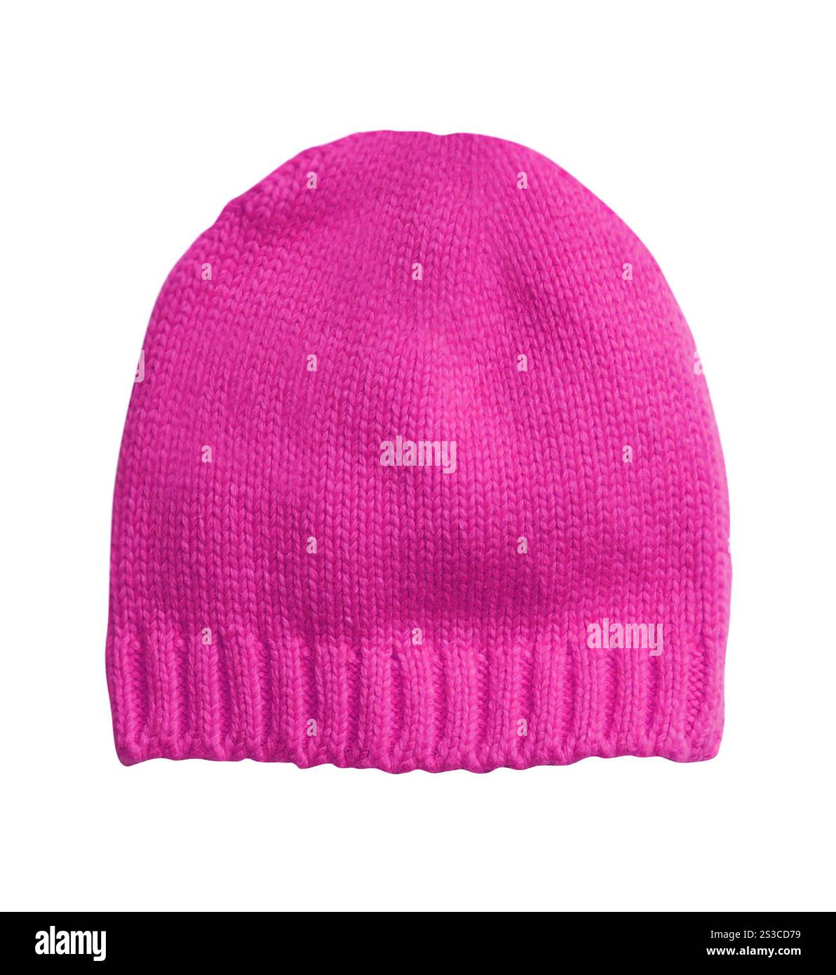 pink wool hat isolated on white background. blue wool hat isolated on ...