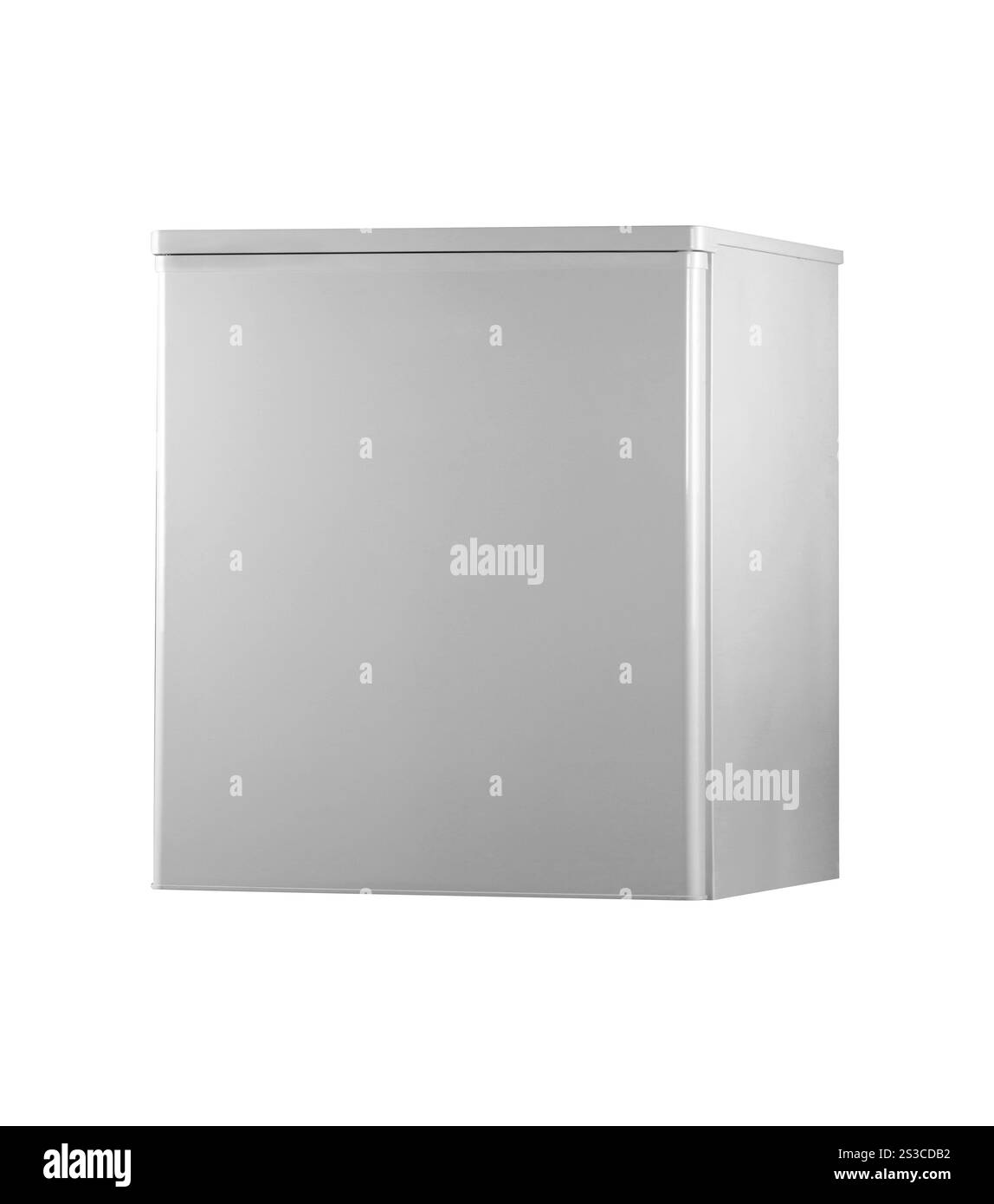 small stainless steel refrigerator isolated on white Stock Photo - Alamy