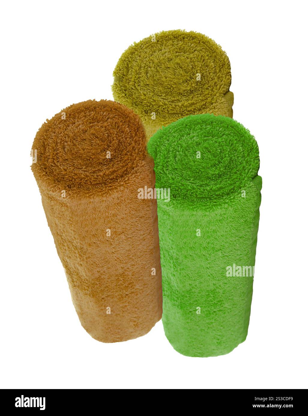 rolled up white beach towel on white background Stock Photo - Alamy