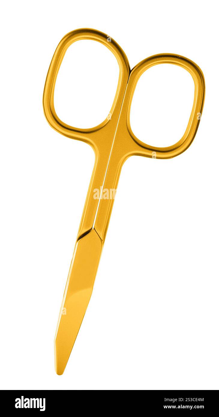 Metal golden scissors on hi-res stock photography and images - Alamy