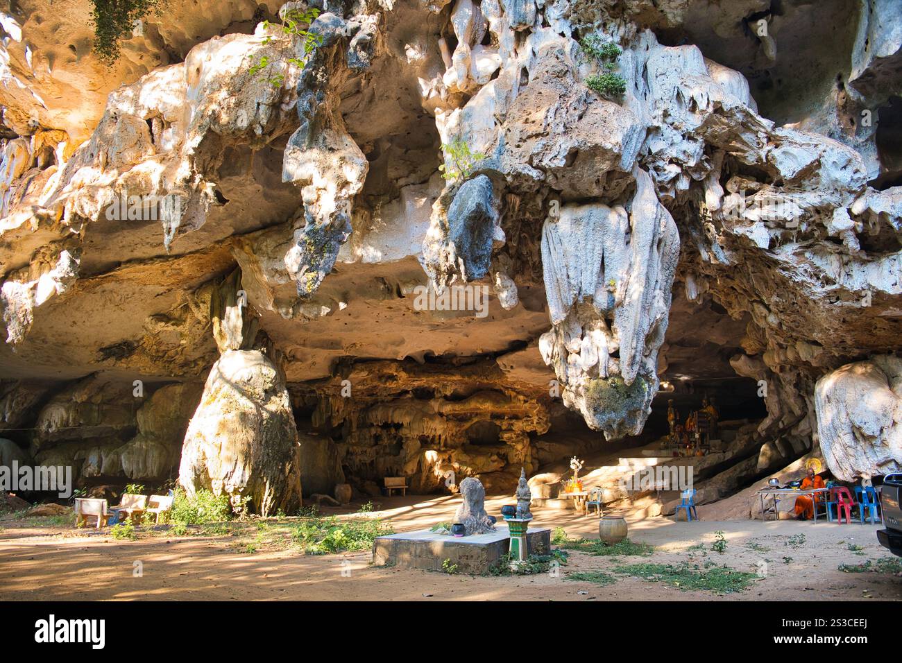 Entrance to the cave temple of the forest monastery Wat Ban Mung, in ...
