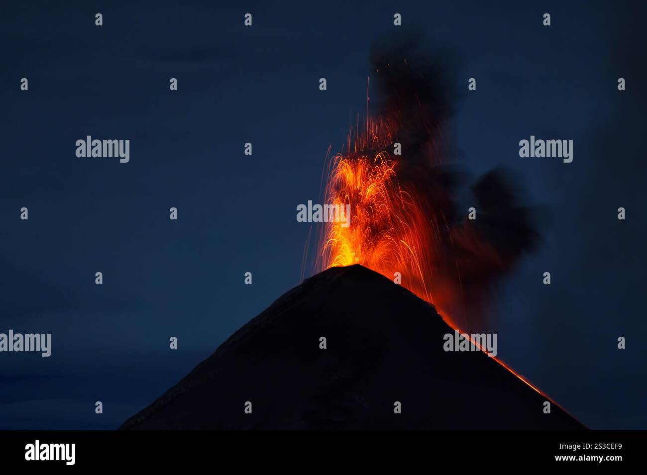 Fuego Volcano Eruption at Night, Antigua, Guatemala Stock Photo - Alamy