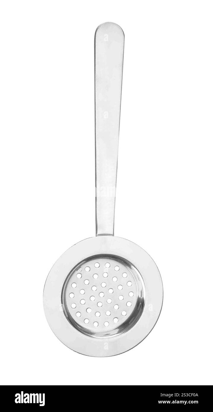 Round metal tea strainer isolated on white Stock Photo - Alamy