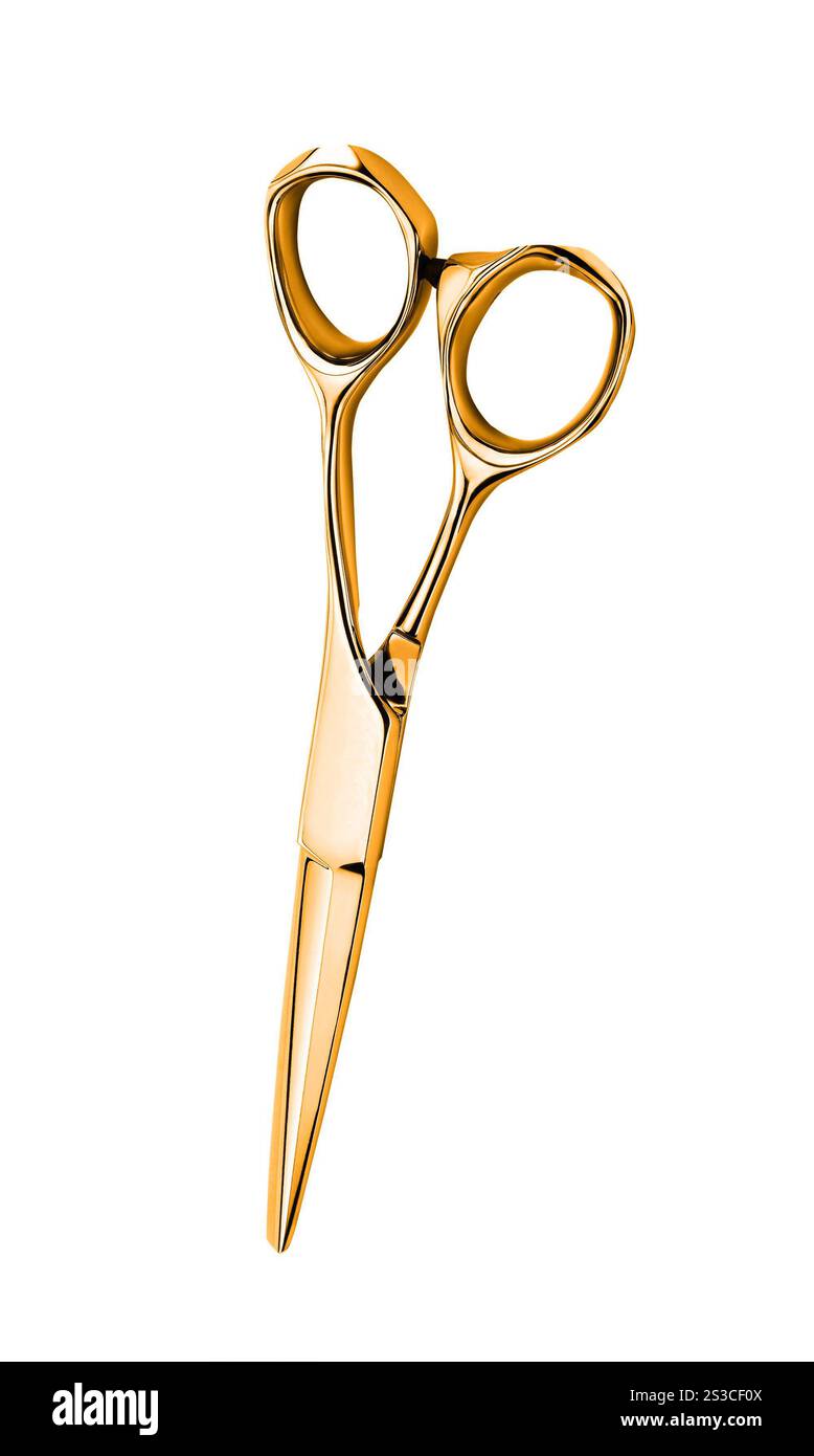 Metal golden scissors on hi-res stock photography and images - Alamy
