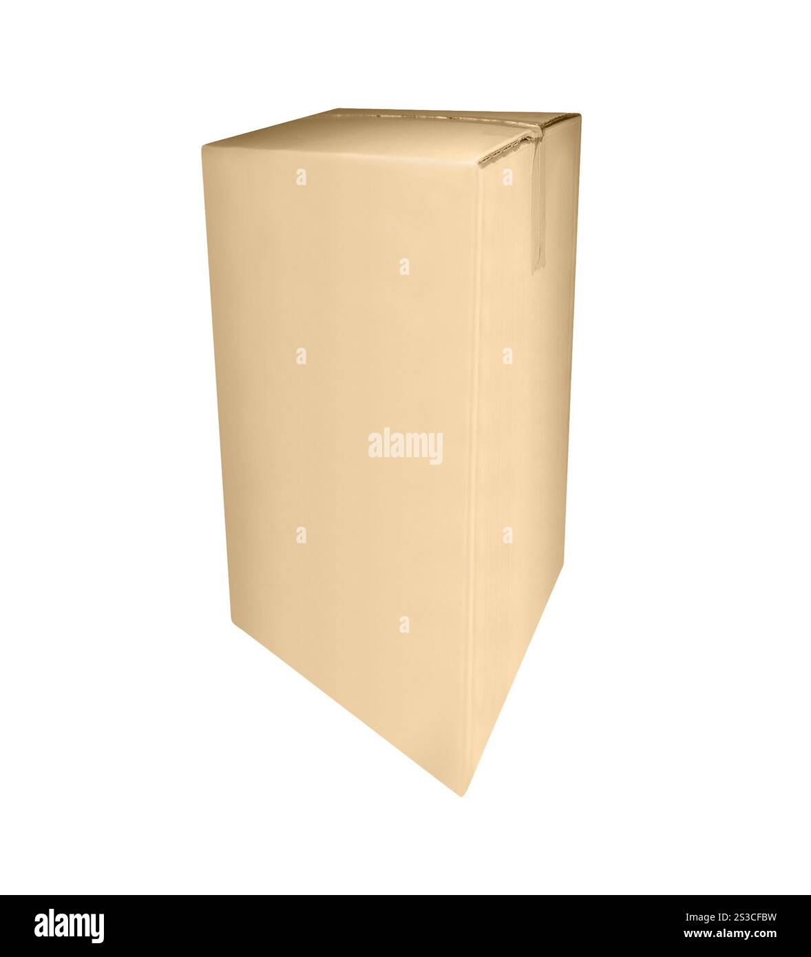 Closed cardboard box taped up and isolated on a white background Stock ...