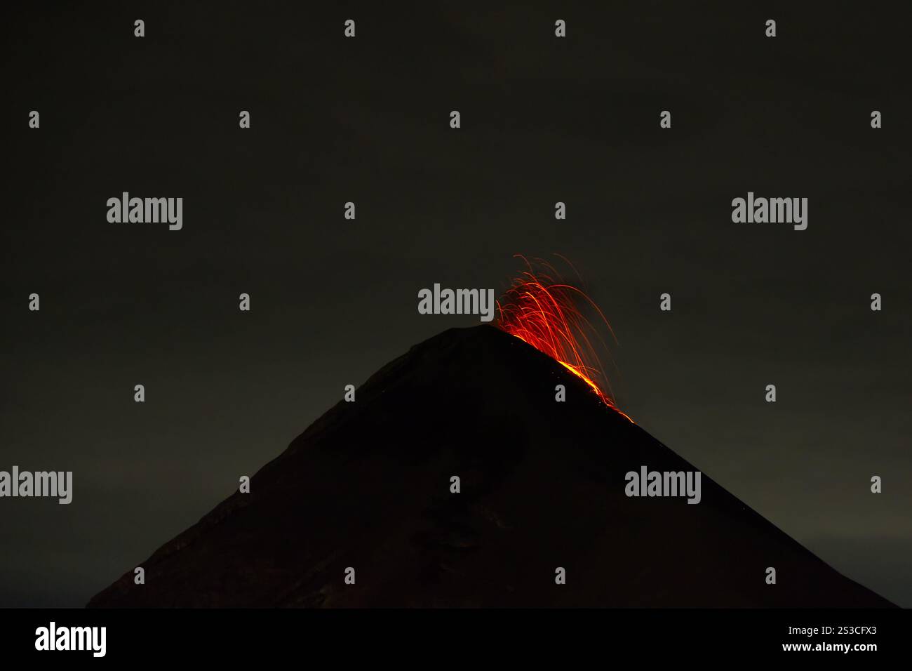 Fuego Volcano Eruption at Night, Antigua, Guatemala Stock Photo - Alamy